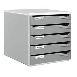 Leitz Schubladenbox Post-Set dunkelgrau 5280-00-89, DIN A4 mit 5 Schubladen