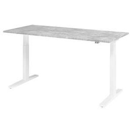 Hammerbacher XMKA19 elektrisch höhenverstellbarer Schreibtisch beton rechteckig, C-Fuß-Gestell weiß 180,0 x 80,0 cm