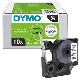 10 Dymo Schriftbänder D1 45013 2093097, 12 mm schwarz auf weiß