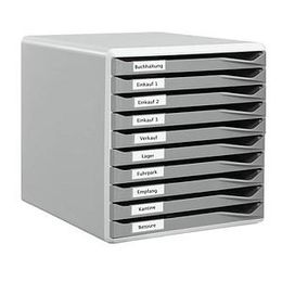 Leitz Schubladenbox Formular-Set dunkelgrau 5281-00-89, DIN A4 mit 10 Schubladen