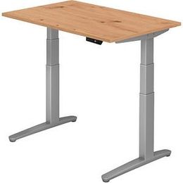 Hammerbacher XBHM12 elektrisch höhenverstellbarer Schreibtisch asteiche rechteckig, C-Fuß-Gestell silber 120,0 x 80,0 cm