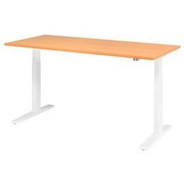 Hammerbacher XMKA19 elektrisch höhenverstellbarer Schreibtisch buche rechteckig, C-Fuß-Gestell weiß 180,0 x 80,0 cm