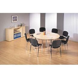 Hammerbacher Konferenztisch ahorn rund, Rundrohr chrom, 160,0 x 160,0 x 72,0 - 74,0 cm