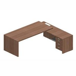 Quadrifoglio T45 Schreibtisch nussbaum L-Form, Wangen-Gestell nussbaum 220,0 x 194,0 cm