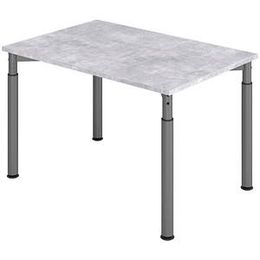 Hammerbacher YS12 höhenverstellbarer Schreibtisch beton rechteckig, 4-Fuß-Gestell grau 120,0 x 80,0 cm