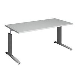 Röhr-Bush röhr Techno höhenverstellbarer Schreibtisch hellgrau rechteckig, C-Fuß-Gestell silber 160,0 x 80,0 cm