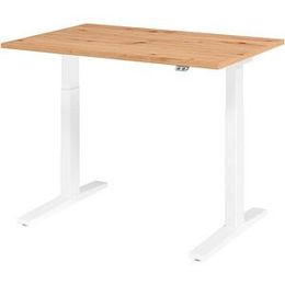 Hammerbacher XMKA12 elektrisch höhenverstellbarer Schreibtisch asteiche rechteckig, C-Fuß-Gestell weiß 120,0 x 80,0 cm