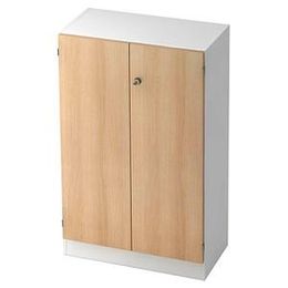 Hammerbacher Aktenschrank Gradeo, V6550/W/E/SG weiß, eiche 2 Fachböden 80,0 x 42,0 x 127,0 cm