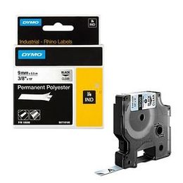 Dymo Schriftband RHINO 18508 18508DMO, 9 mm schwarz auf transparent