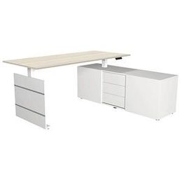 Kerkmann Move 3 elektrisch höhenverstellbarer Schreibtisch ahorn, weiß rechteckig, Wangen-Gestell weiß 180,0 x 80,0 cm