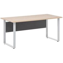 MÖBELPARTNER MÖBELPARTNER 1500 Schreibtisch anthrazit, eiche hell rechteckig, Kufen-Gestell silber 160,0 x 75,0 cm