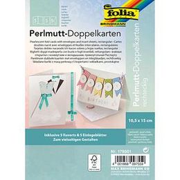 5 Folia Faltkarten mit Briefumschlägen pastell DIN A6 perlweiß
