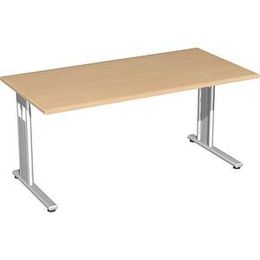 geramöbel geramöbel Flex Schreibtisch buche rechteckig, C-Fuß-Gestell silber 160,0 x 80,0 cm
