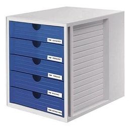 HAN Schubladenbox System-Box blau 1450-14, DIN C4 mit 5 Schubladen