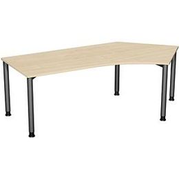 geramöbel geramöbel Flex höhenverstellbarer Schreibtisch ahorn, anthrazit L-Form, 5-Fuß-Gestell grau 216,6 x 113,0 cm