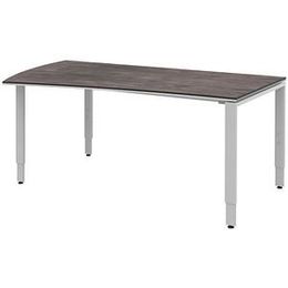 Röhr-Bush röhr Imperia höhenverstellbarer Schreibtisch quarzit Trapezform, 4-Fuß-Gestell silber 180,0 x 80,0/100,0 cm