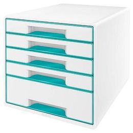 Leitz Schubladenbox WOW Cube perlweiß/eisblau 52142051, DIN A4 mit 5 Schubladen