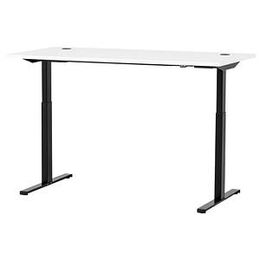 MÖBELPARTNER MÖBELPARTNER 2000 elektrisch höhenverstellbarer Schreibtisch kreideweiß rechteckig, T-Fuß-Gestell schwarz 160,0 x 75,0 cm