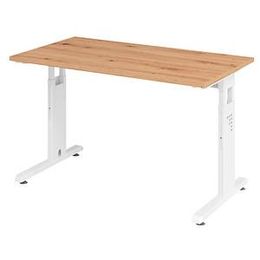 Hammerbacher OS612 Schreibtisch Asteiche rechteckig, C-Fuß-Gestell weiß 120,0 x 67,2 cm