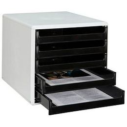 M&M M&M Schubladenbox schwarz 30050901, DIN A4 mit 5 Schubladen