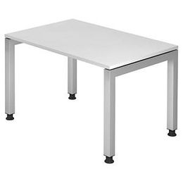 Hammerbacher Prokura höhenverstellbarer Schreibtisch weiß rechteckig, 4-Fuß-Gestell silber 120,0 x 80,0 cm