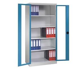 C+P CP Stahlschrank 8920-055 S10118 lichtgrau, lichtblau, Acrylglas 93,0 x 40,0 x 195,0 cm, aufgebaut