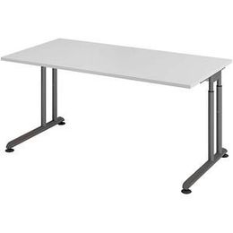 Hammerbacher ZS16 höhenverstellbarer Schreibtisch lichtgrau rechteckig, C-Fuß-Gestell grau 160,0 x 80,0 cm