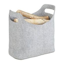 Relaxdays Kaminholztasche 20,0 l hellgrau 40,0 x 23,0 x 39,5 cm