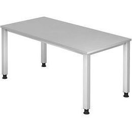 Hammerbacher QS16 höhenverstellbarer Schreibtisch lichtgrau rechteckig, 4-Fuß-Gestell silber 160,0 x 80,0 cm