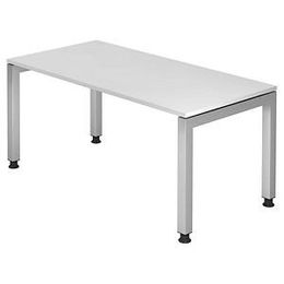 Hammerbacher JS16 höhenverstellbarer Schreibtisch weiß rechteckig, 4-Fuß-Gestell silber 160,0 x 80,0 cm