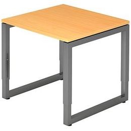 Hammerbacher RS08 höhenverstellbarer Schreibtisch buche rechteckig, Kufen-Gestell grau 80,0 x 80,0 cm