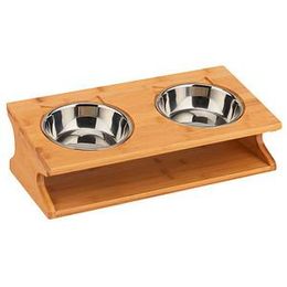 Relaxdays Futterstation Hunde/Katzen braun 39,0 x 19,5 x 12,0 cm