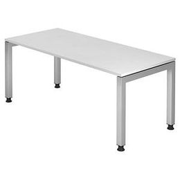 Hammerbacher JS19 höhenverstellbarer Schreibtisch weiß rechteckig, 4-Fuß-Gestell silber 180,0 x 80,0 cm