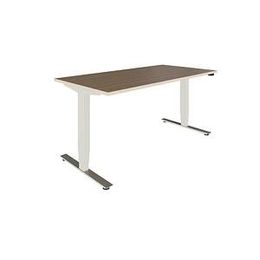 FM Sidney elektrisch höhenverstellbarer Schreibtisch eiche natur rechteckig, T-Fuß-Gestell silber 160,0 x 80,0 cm