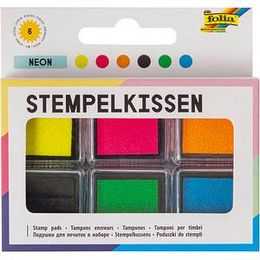 Folia Stempelkissen neon gelb, pink, orange, schwarz, grün, blau 6x 2,4 x 2,4 cm