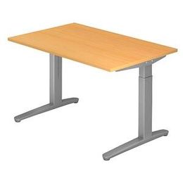 Hammerbacher XB12 höhenverstellbarer Schreibtisch buche, silber rechteckig, C-Fuß-Gestell silber 120,0 x 80,0 cm