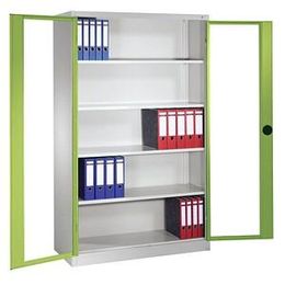 C+P CP Stahlschrank 8931-055 S10298 lichtgrau, viridingrün, Acrylglas 120,0 x 50,0 x 195,0 cm, aufgebaut