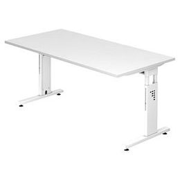 Hammerbacher OS 16 höhenverstellbarer Schreibtisch weiß rechteckig, C-Fuß-Gestell weiß 160,0 x 80,0 cm