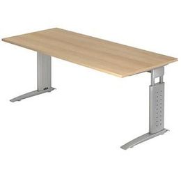 Hammerbacher US19 höhenverstellbarer Schreibtisch eiche rechteckig, C-Fuß-Gestell silber 180,0 x 80,0 cm