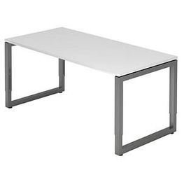 Hammerbacher RS16 höhenverstellbarer Schreibtisch weiß rechteckig, Kufen-Gestell grau 160,0 x 80,0 cm