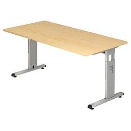 Hammerbacher OS 16 höhenverstellbarer Schreibtisch ahorn rechteckig, C-Fuß-Gestell silber 160,0 x 80,0 cm