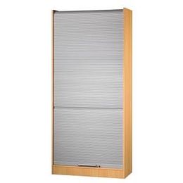 Hammerbacher Prokura Rollladenschrank buche, silber 4 Fachböden 90,0 x 40,0 x 200,4 cm