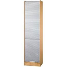 Hammerbacher Prokura Rollladenschrank buche, silber 4 Fachböden 50,0 x 40,0 x 200,4 cm