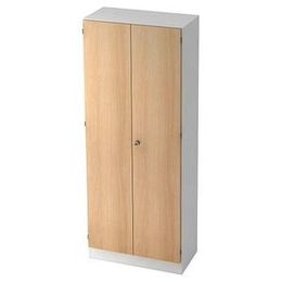 Hammerbacher Aktenschrank Schrank Prokura, V6100/W/E/SG weiß, eiche 4 Fachböden 80,0 x 42,0 x 200,4 cm