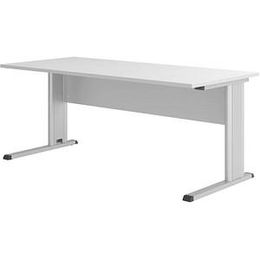 Hammerbacher Inader Schreibtisch lichtgrau rechteckig, C-Fuß-Gestell silber 180,0 x 80,0 cm