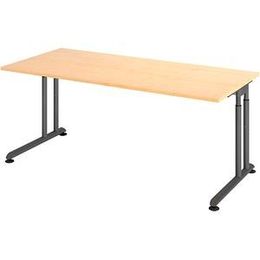 Hammerbacher Popular höhenverstellbarer Schreibtisch ahorn rechteckig, C-Fuß-Gestell grau 180,0 x 80,0 cm