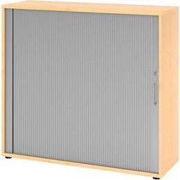 Hammerbacher Popular Rollladenschrank ahorn, silber 2 Fachböden 120,0 x 40,0 x 110,0 cm