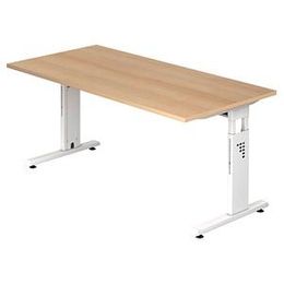 Hammerbacher OS 16 höhenverstellbarer Schreibtisch eiche rechteckig, C-Fuß-Gestell weiß 160,0 x 80,0 cm