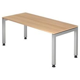 Hammerbacher JS19 höhenverstellbarer Schreibtisch eiche rechteckig, 4-Fuß-Gestell silber 180,0 x 80,0 cm