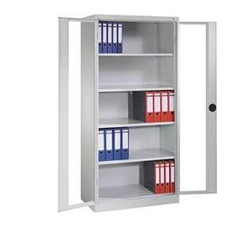 C+P CP Stahlschrank 8920-055 S10117 lichtgrau, Acrylglas 93,0 x 40,0 x 195,0 cm, aufgebaut